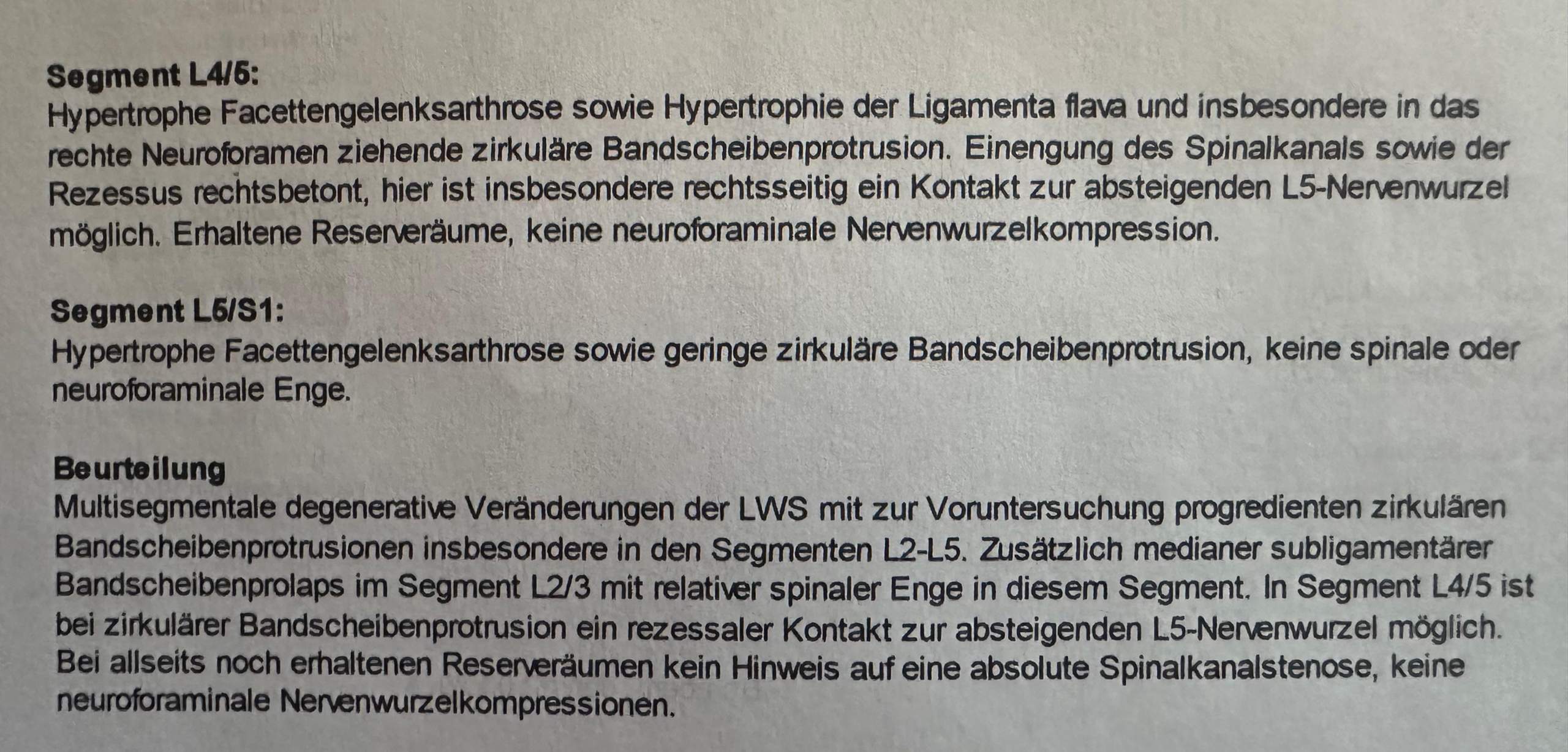 Lws Mrt Befund Bandscheibe